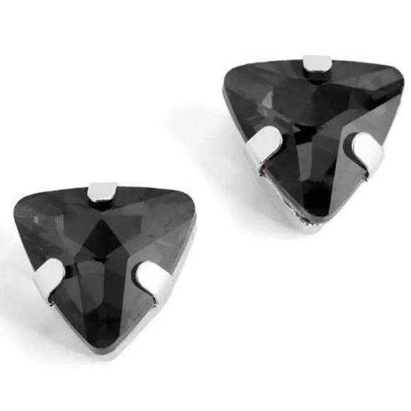 Whispers | Jewelry | Triangle Jewel Stud Smokey Grey | Poshmark